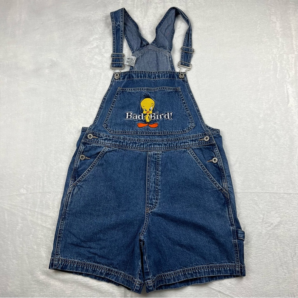 Vintage 1998 Warner Bros Tweety Denim Jeans Overalls … - Gem